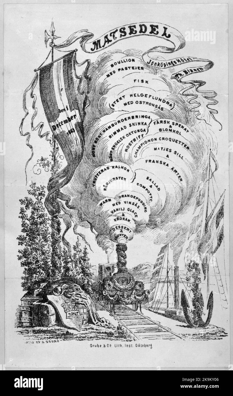 Food slip from dinner at the inauguration of the track Falköping ...