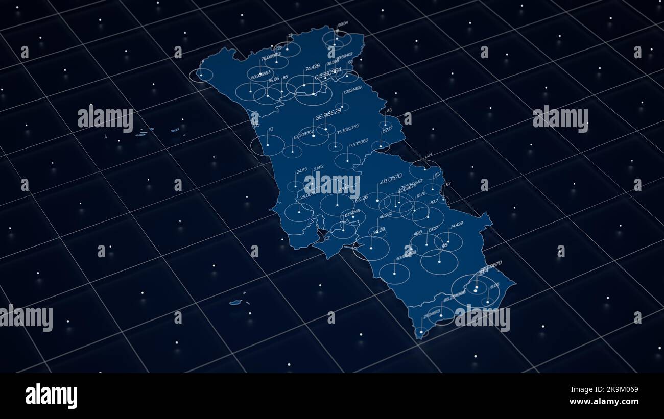 Portugal blue map big data visualization. Futuristic map infographic ...