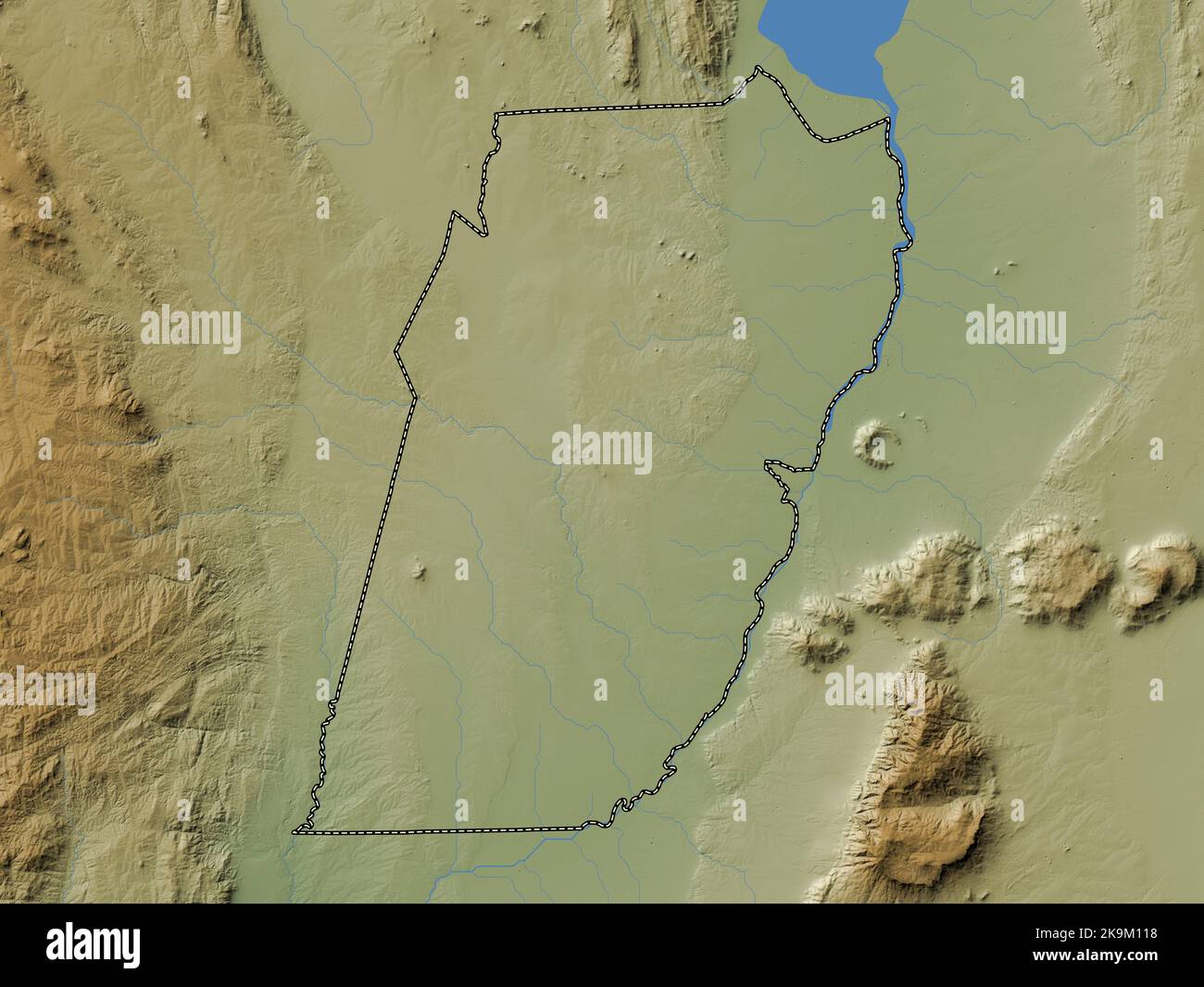Balaka, district of Malawi. Colored elevation map with lakes and rivers Stock Photo - Alamy