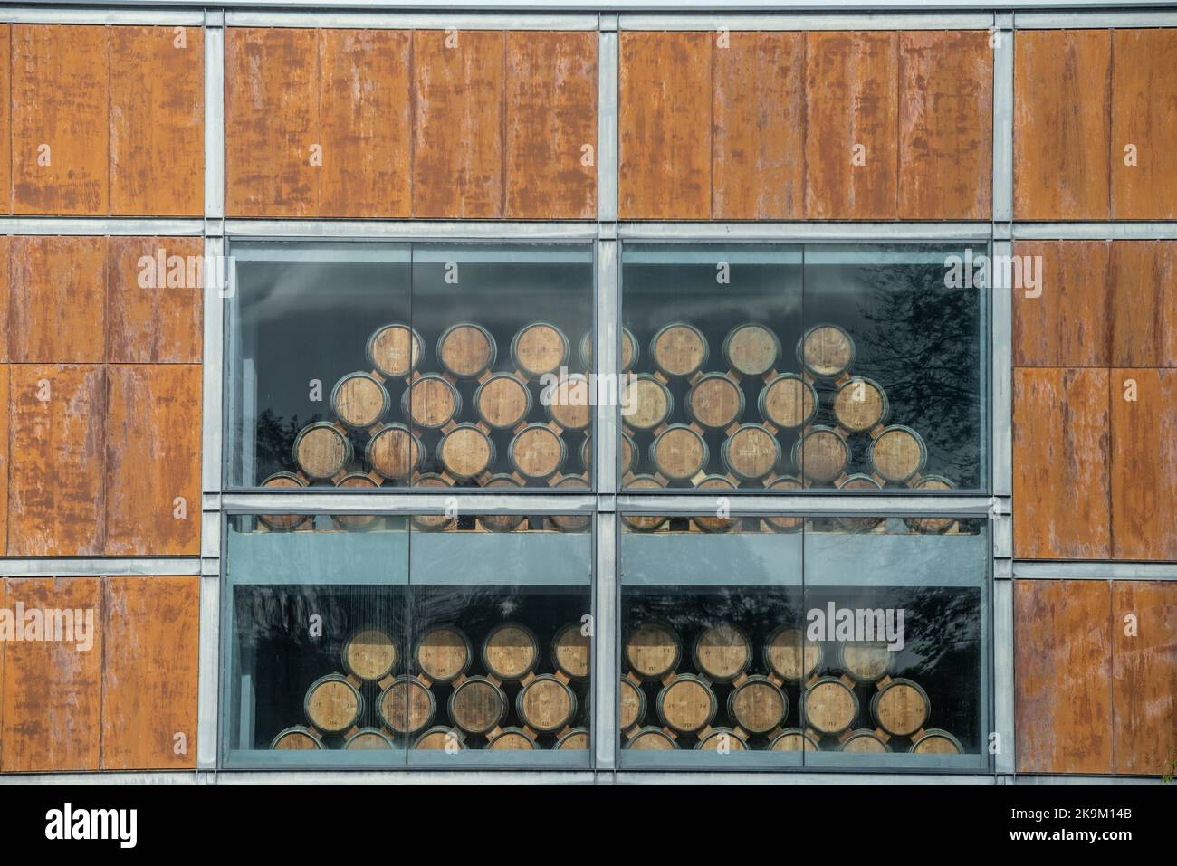 Jarnac, October 24th 2022: Courvoisier barrels in the window of the ...