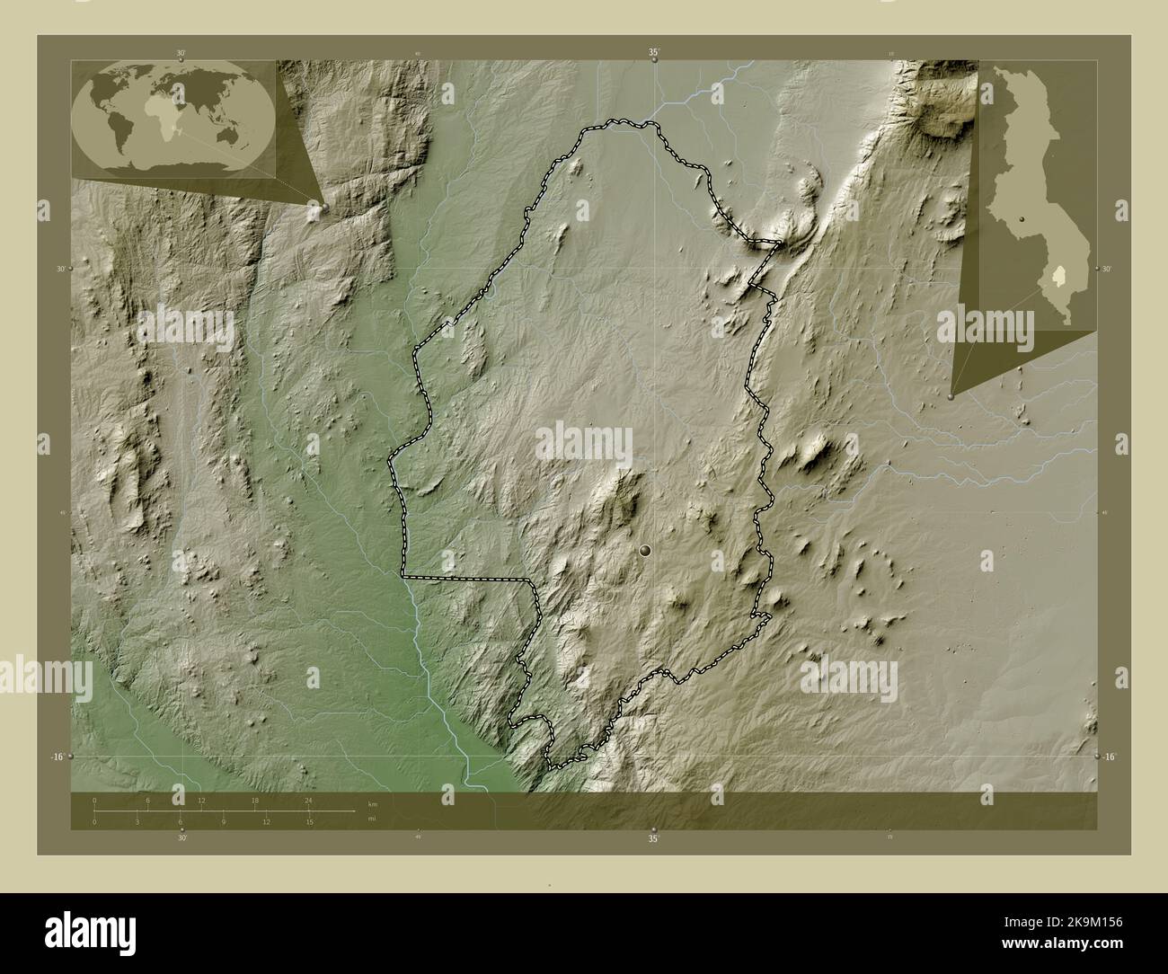 Blantyre, district of Malawi. Elevation map colored in wiki style with ...