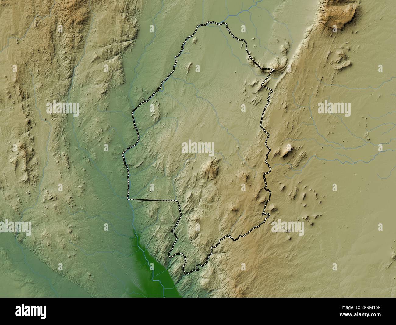 Blantyre, district of Malawi. Colored elevation map with lakes and ...