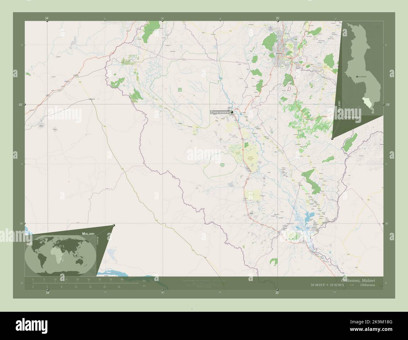 Chikwawa, district of Malawi. Open Street Map. Locations and names of ...