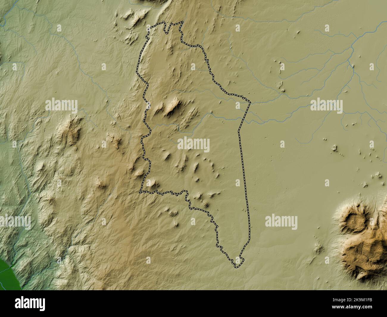 Chiradzulu, district of Malawi. Colored elevation map with lakes and rivers Stock Photo - Alamy