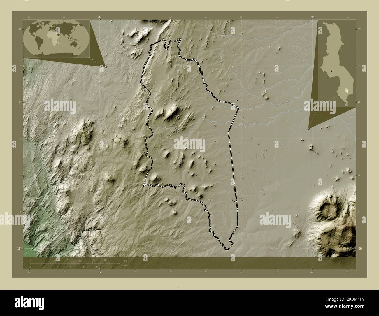 Chiradzulu, district of Malawi. Elevation map colored in wiki style ...