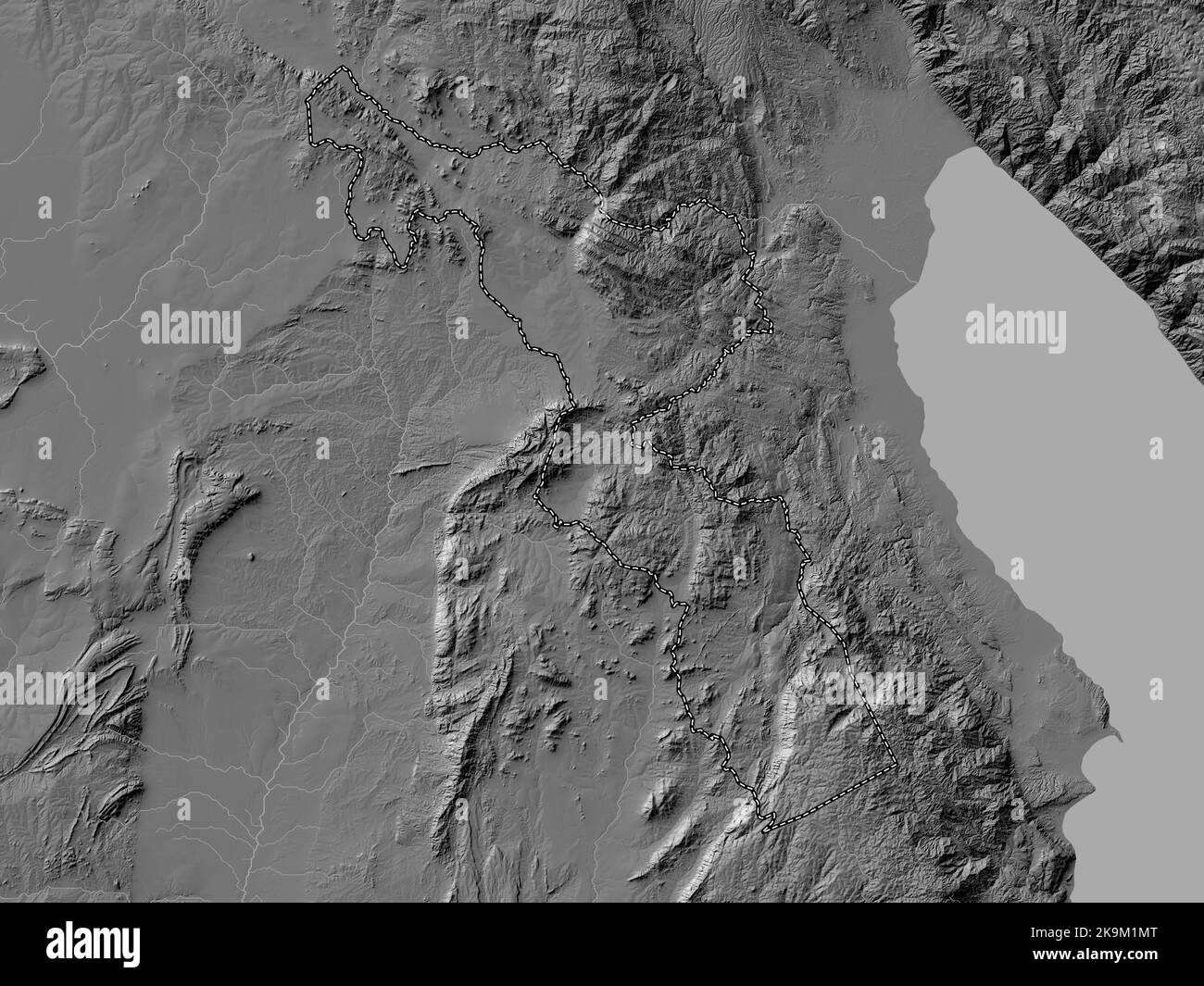 Chitipa, district of Malawi. Bilevel elevation map with lakes and ...