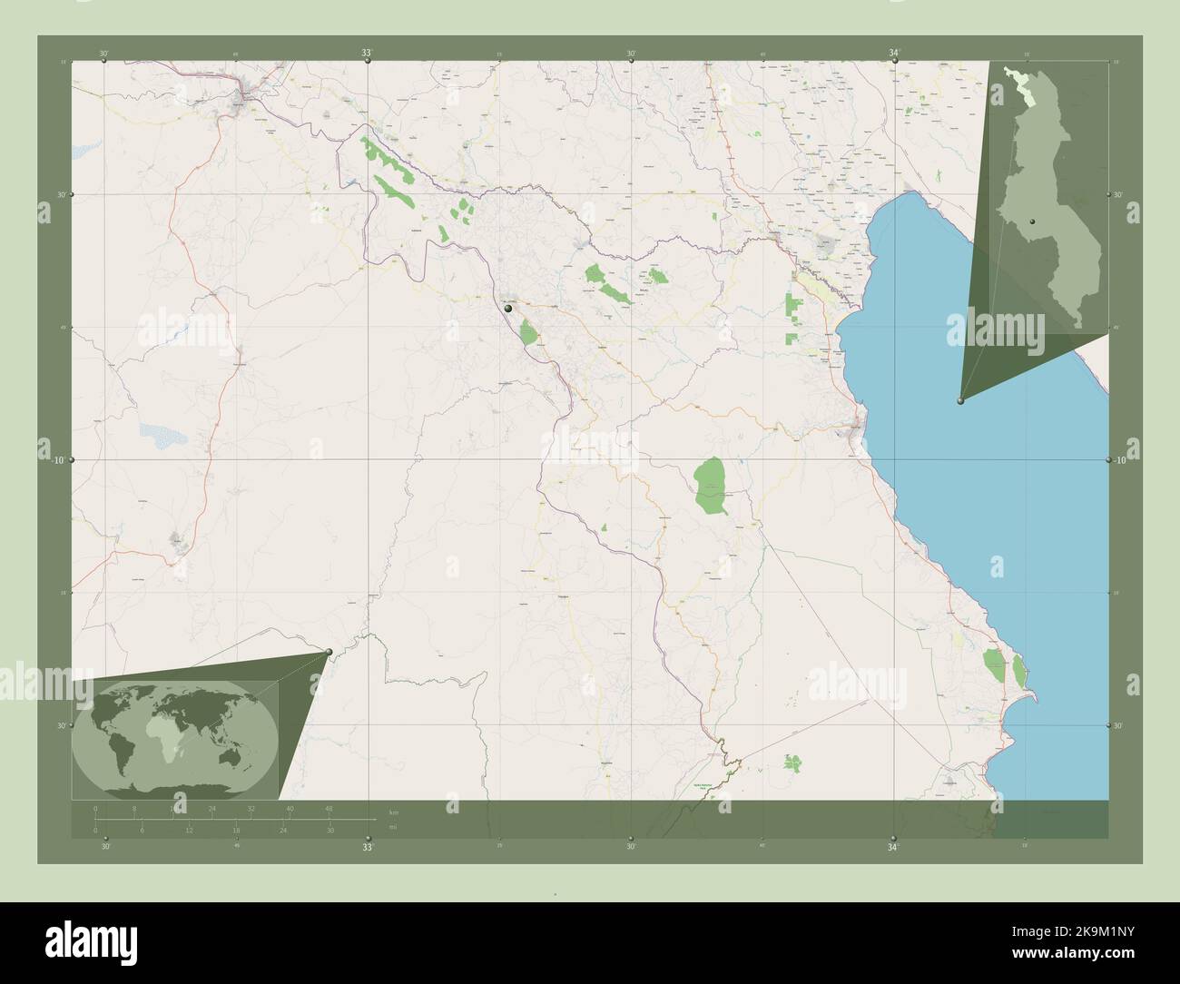Chitipa, district of Malawi. Open Street Map. Locations of major cities ...