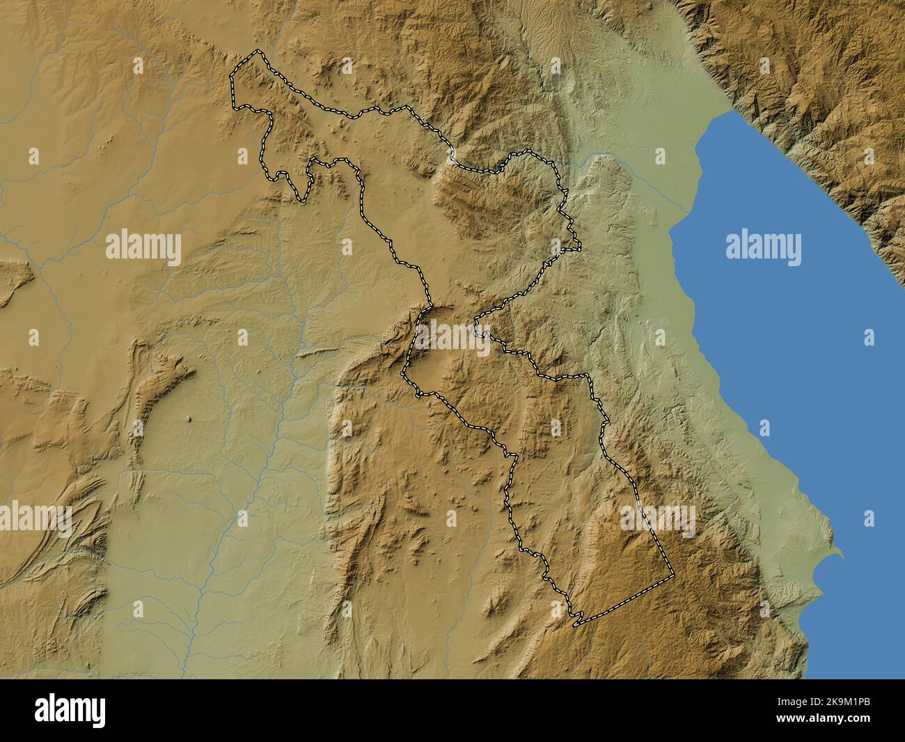 Chitipa, district of Malawi. Colored elevation map with lakes and rivers Stock Photo - Alamy