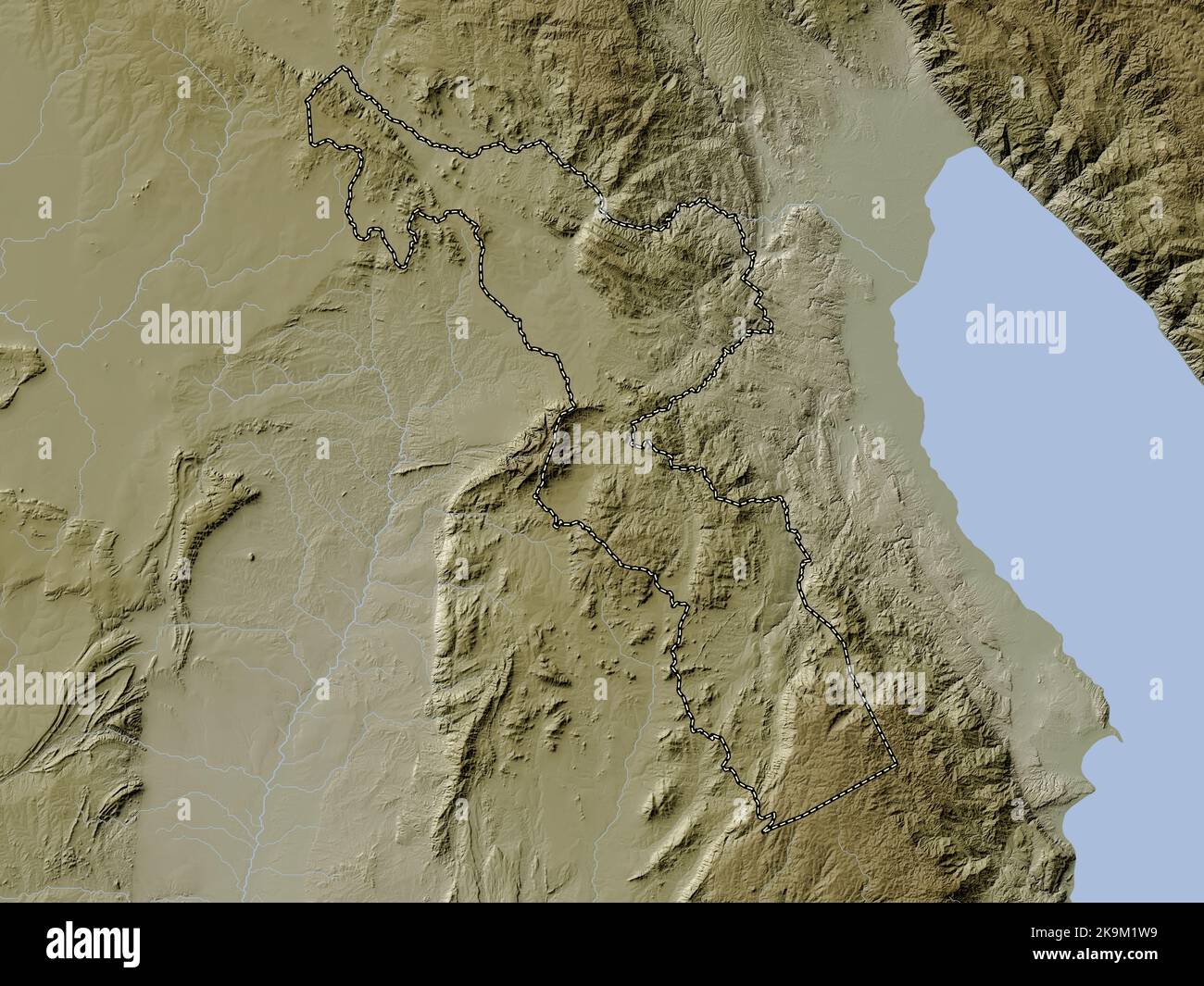 Chitipa, district of Malawi. Elevation map colored in wiki style with ...