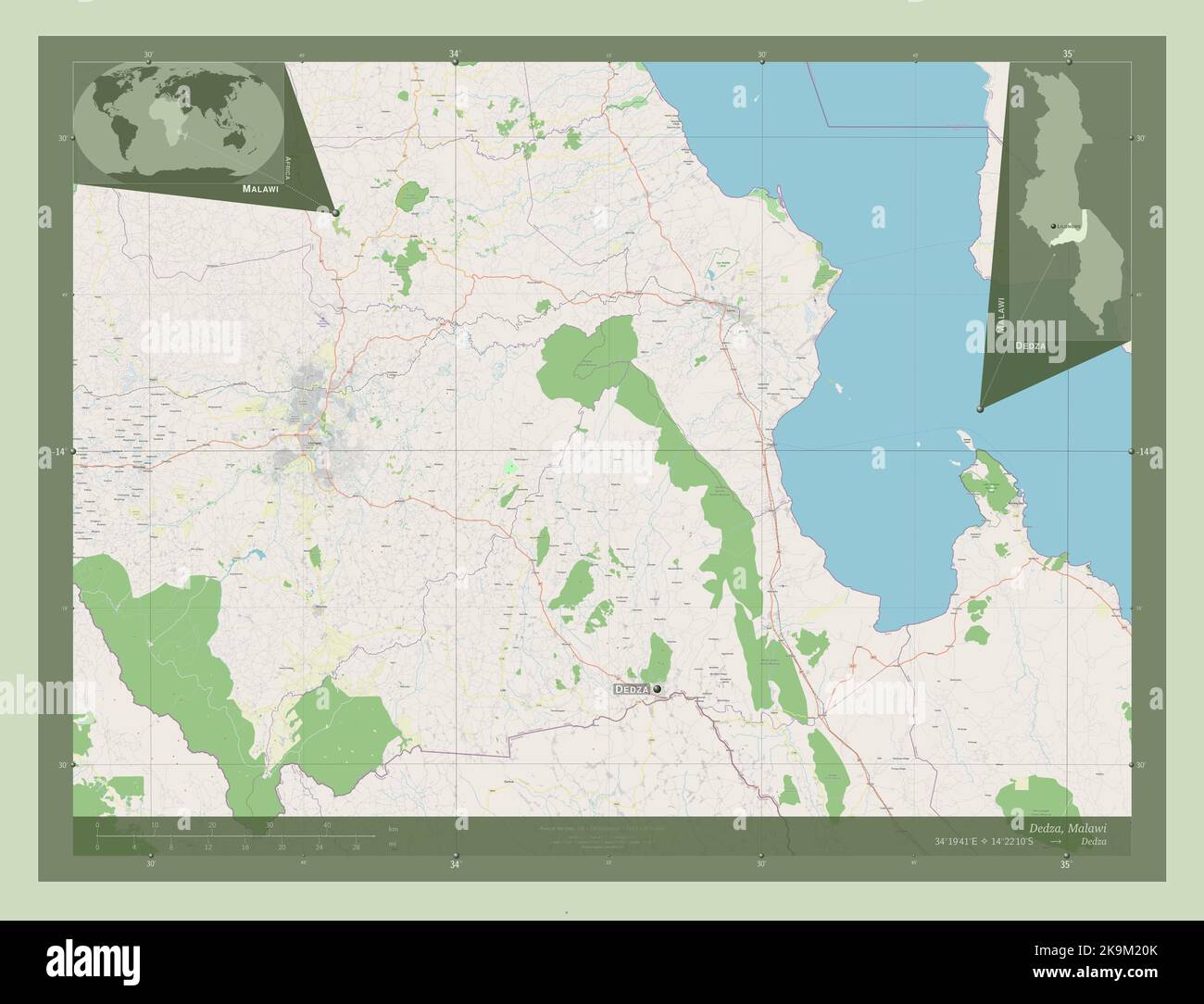 Dedza, district of Malawi. Open Street Map. Locations and names of ...