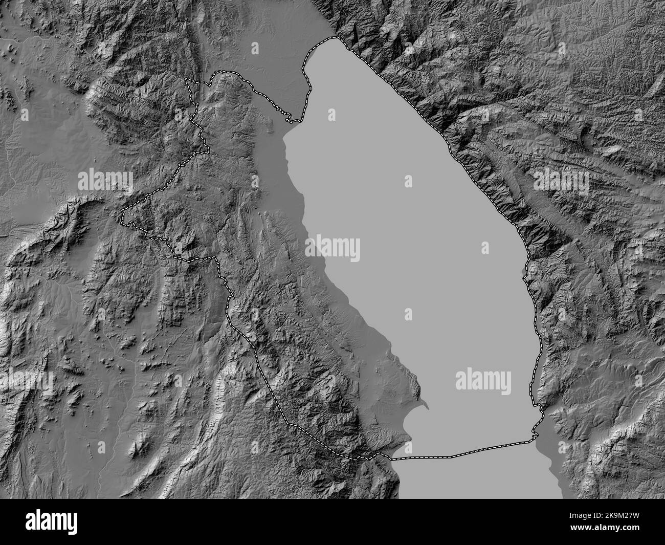 Karonga, district of Malawi. Bilevel elevation map with lakes and ...