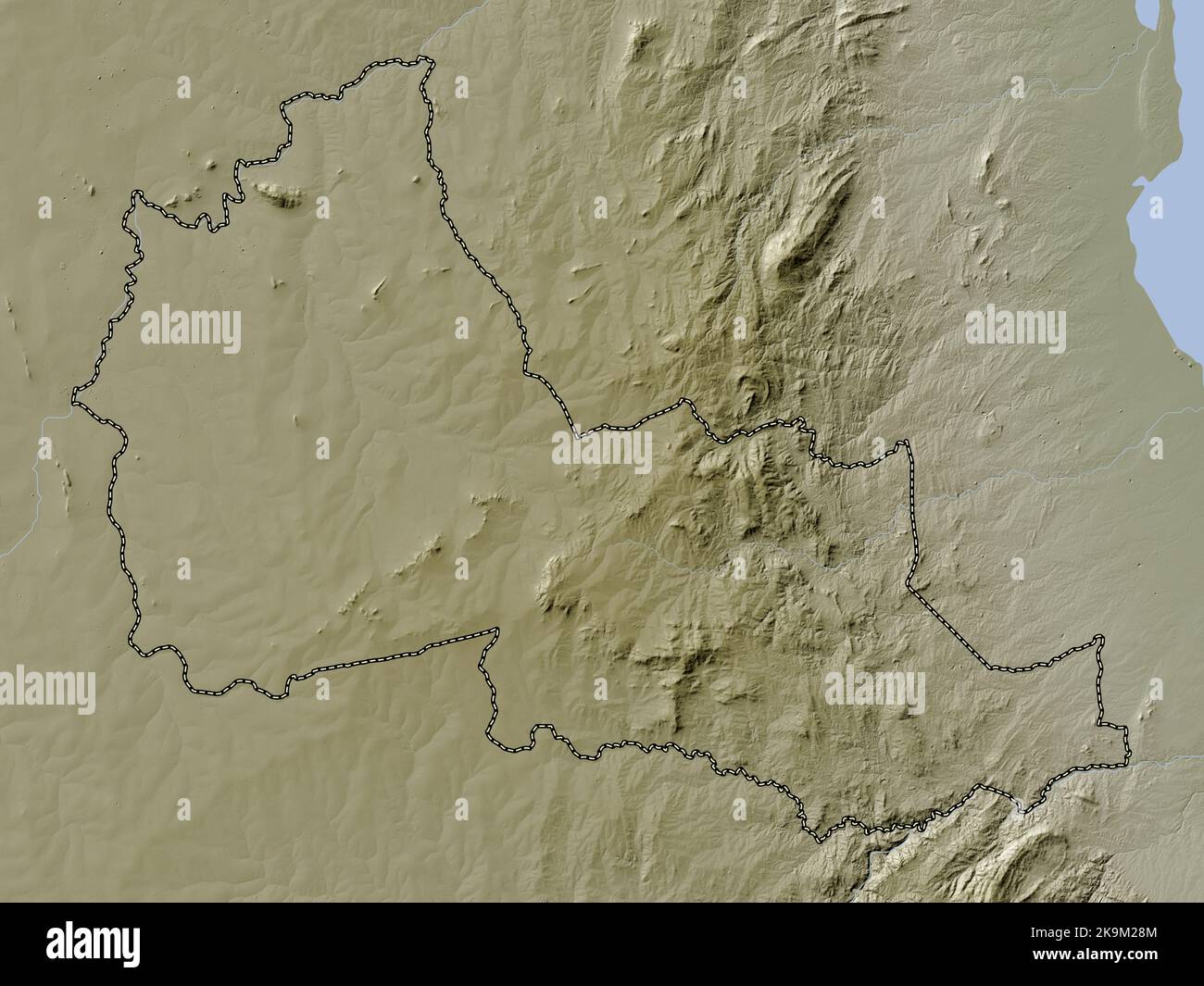 Dowa, district of Malawi. Elevation map colored in wiki style with ...