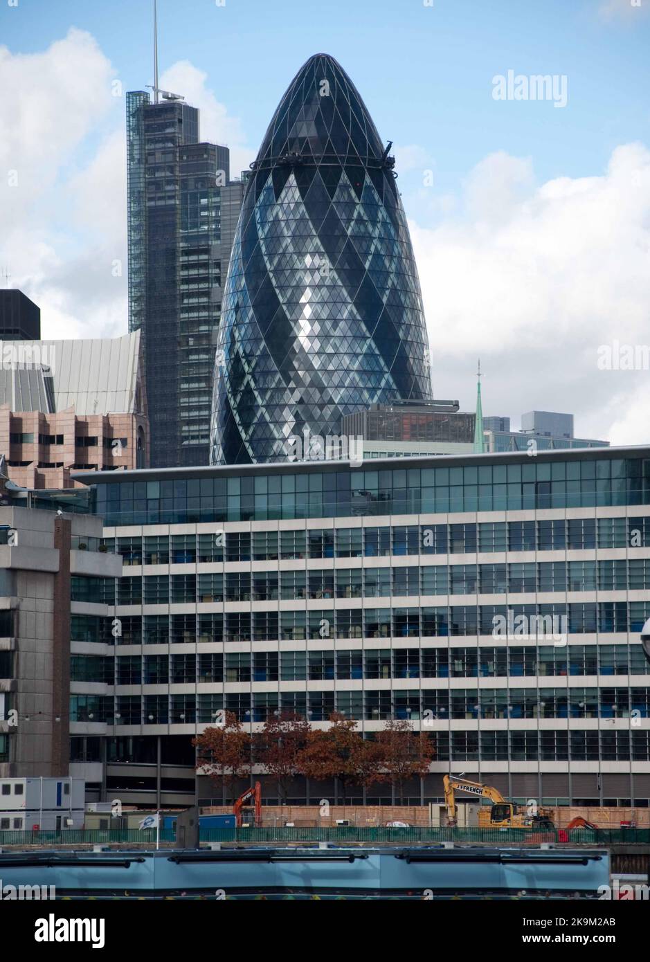 The Gherkin and Modern Buildings; City of London, London, UK Stock ...