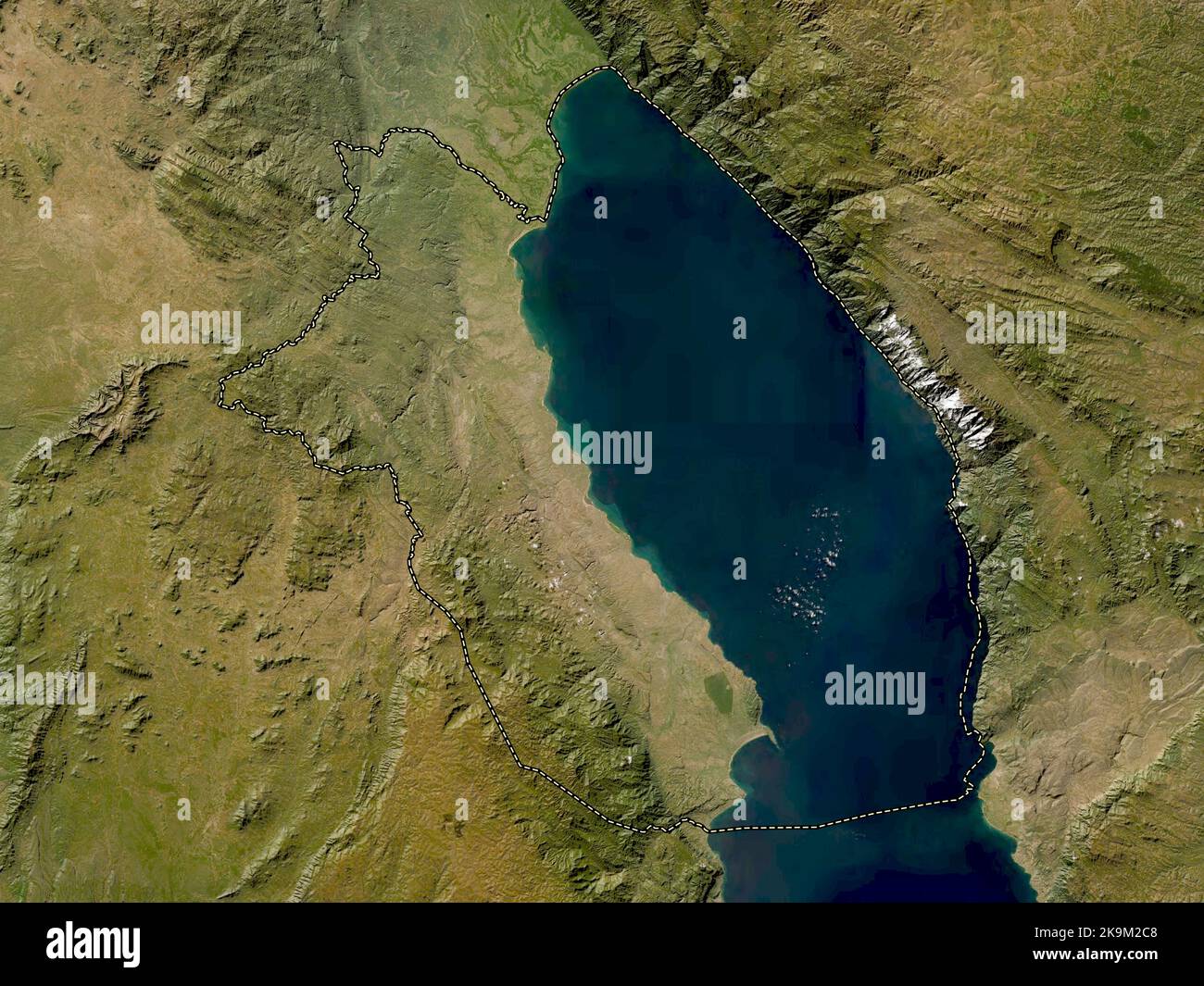 Karonga, district of Malawi. Low resolution satellite map Stock Photo ...