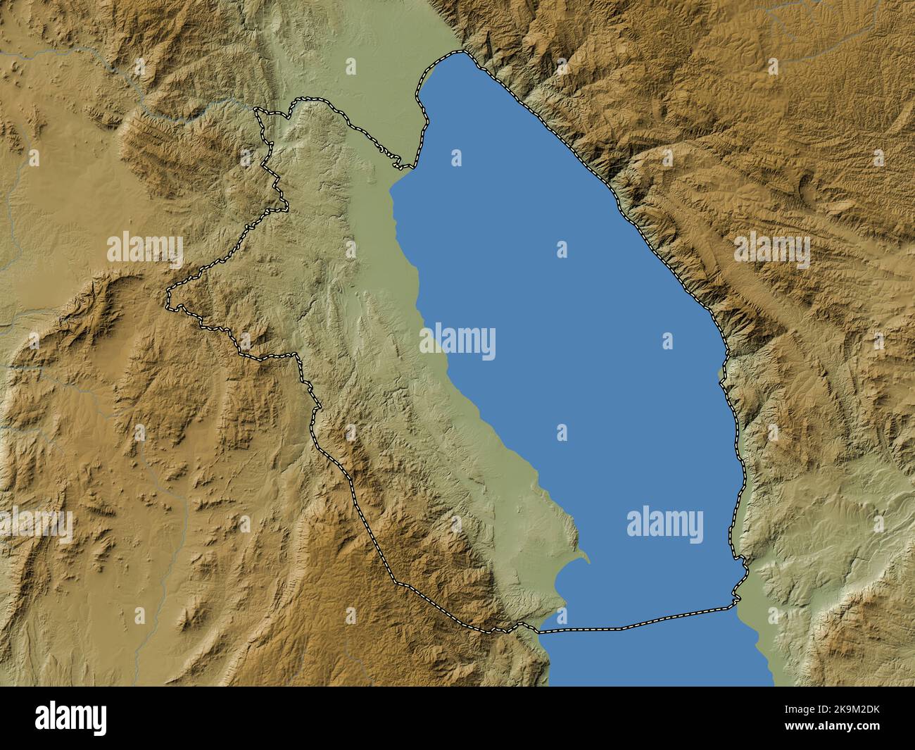 Karonga, district of Malawi. Colored elevation map with lakes and ...