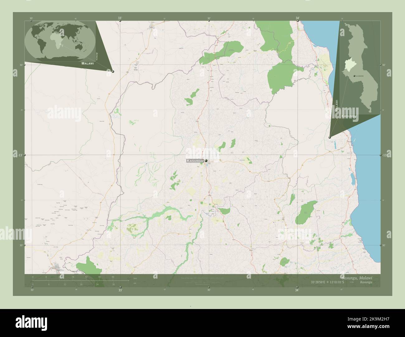 Kasungu, district of Malawi. Open Street Map. Locations and names of ...