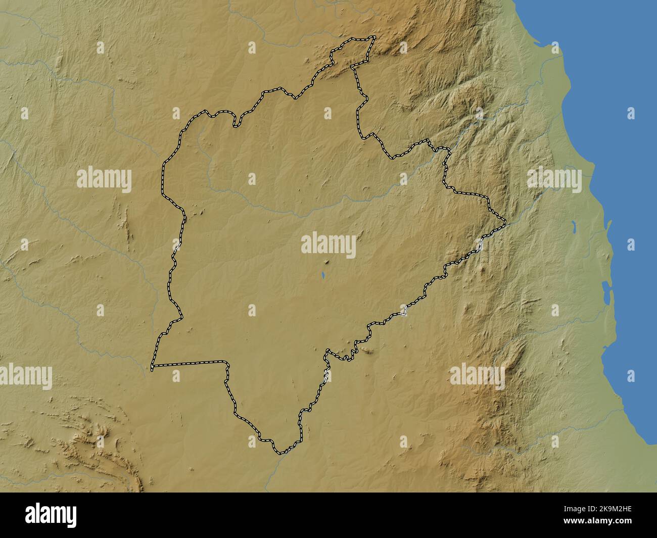 Kasungu, district of Malawi. Colored elevation map with lakes and ...