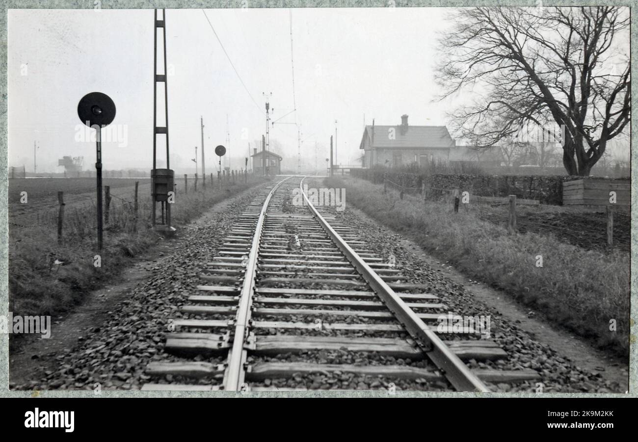 Railway crossing at Lomma church, on the line between Lomma and Flädie ...