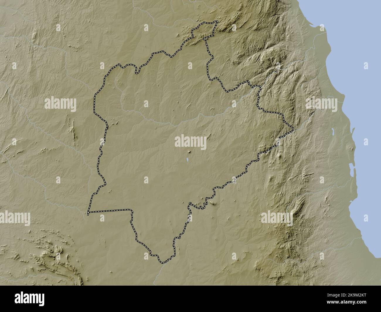 Kasungu, district of Malawi. Elevation map colored in wiki style with ...