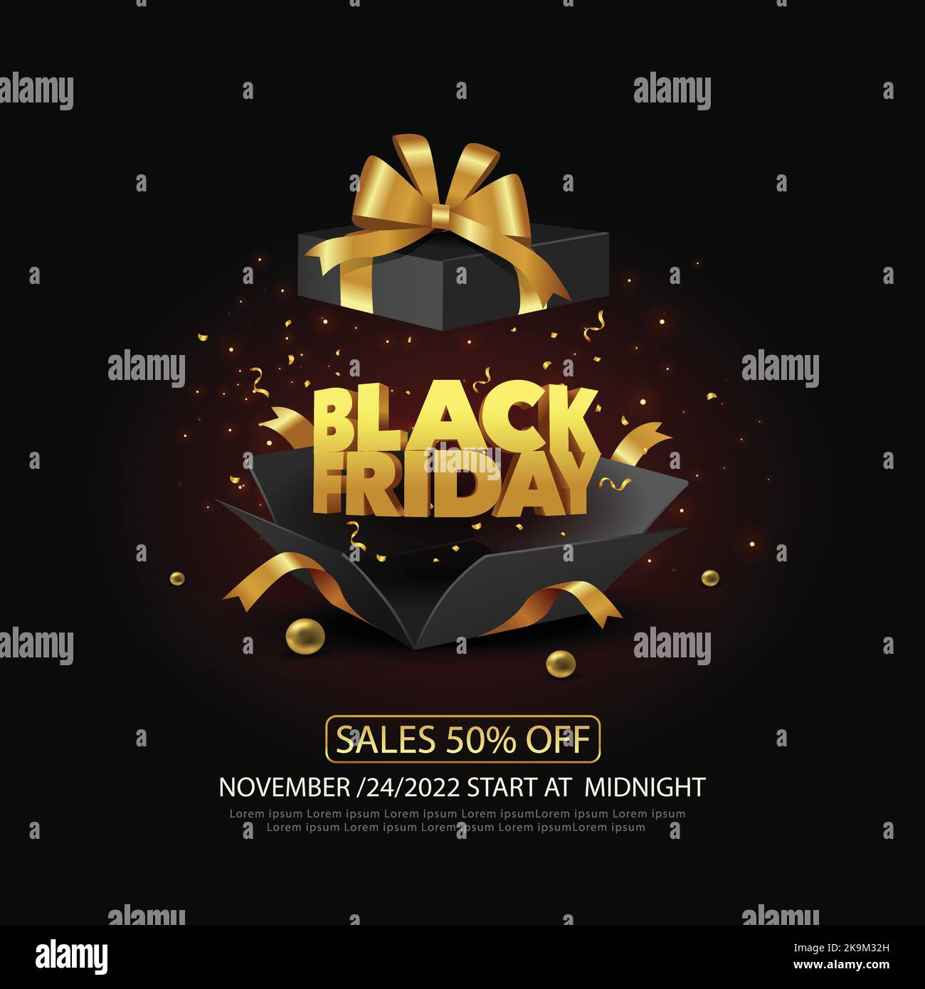 Black Friday limited sale offer. Dark background golden lettering ...