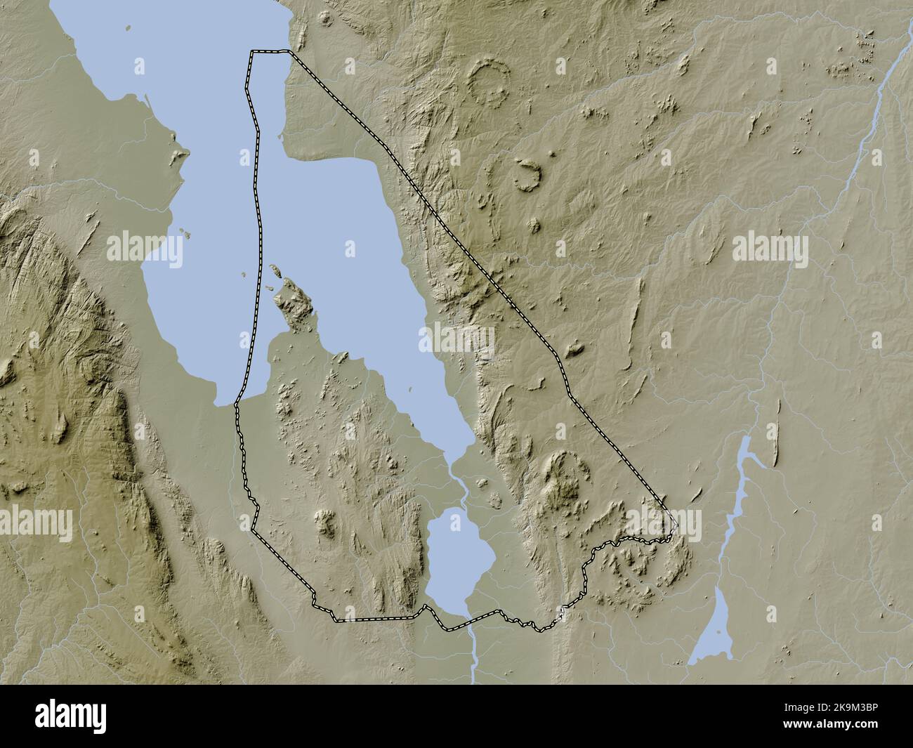 Mangochi, district of Malawi. Elevation map colored in wiki style with ...