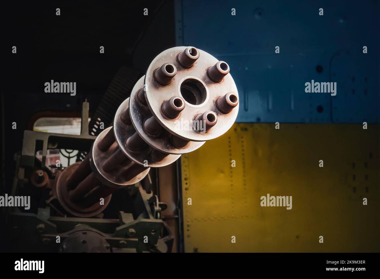 Machine gun M134 mounted on a Huey Helicopter, War Remnants Museum ...