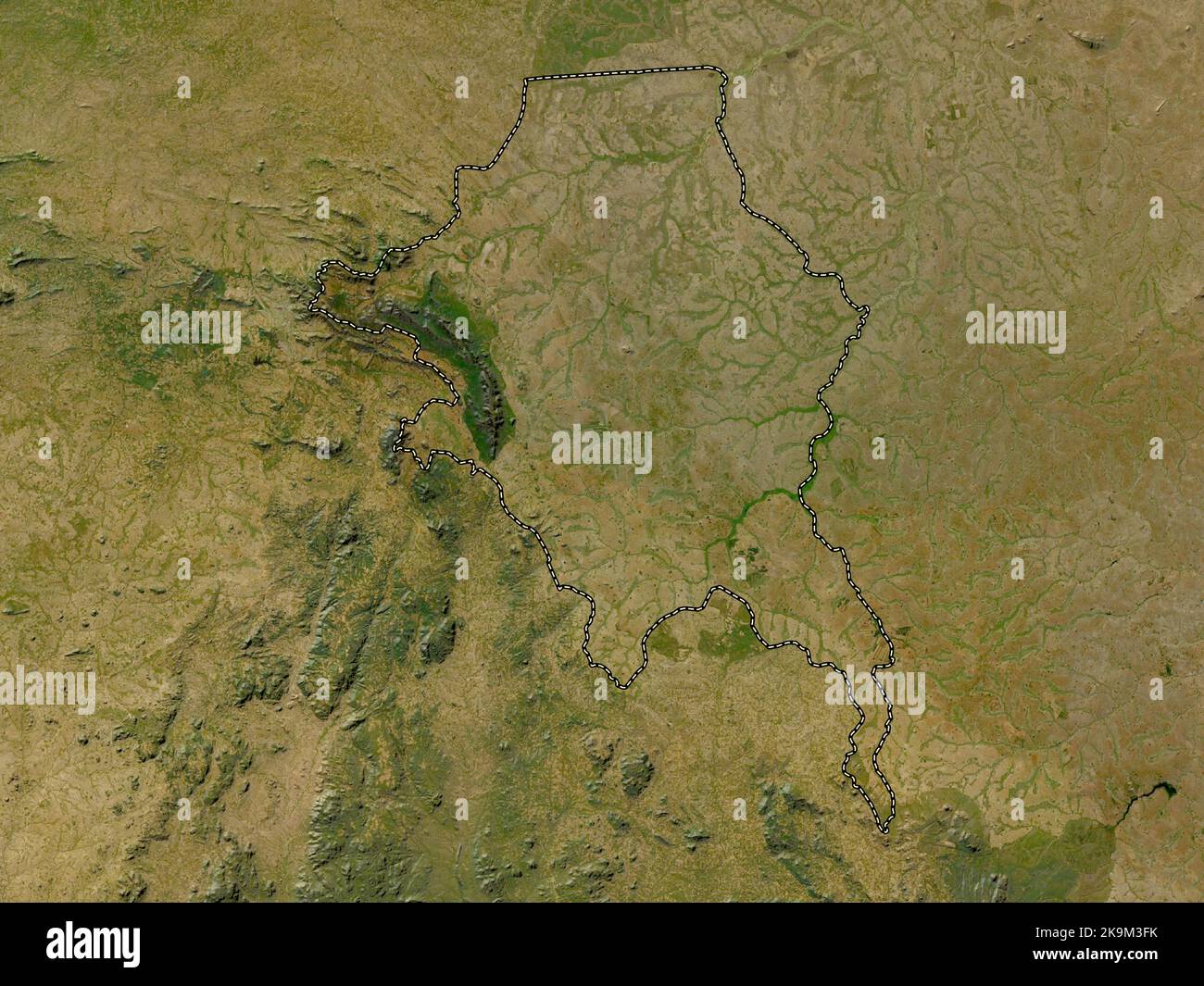 Mchinji, district of Malawi. Low resolution satellite map Stock Photo ...