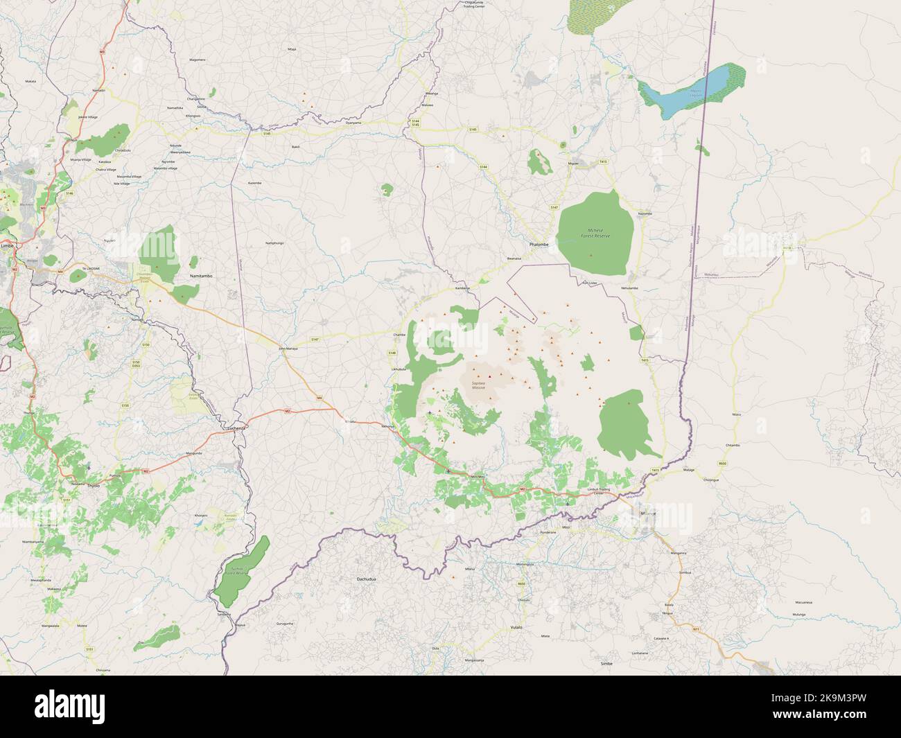 Mulanje, district of Malawi. Open Street Map Stock Photo - Alamy