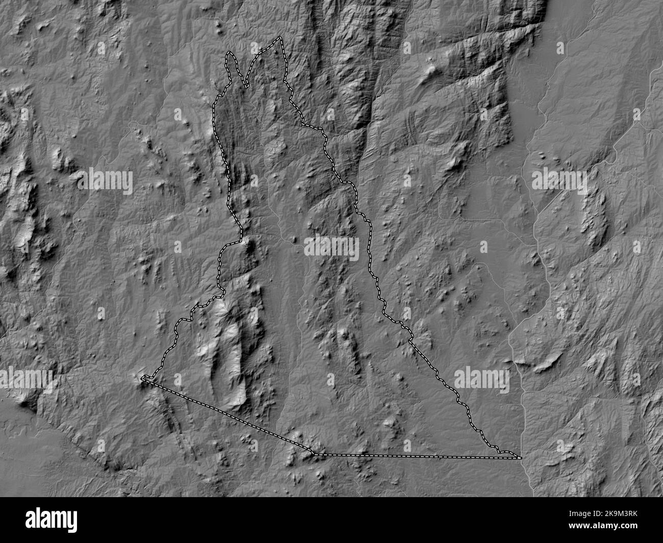 Mwanza, district of Malawi. Bilevel elevation map with lakes and rivers ...