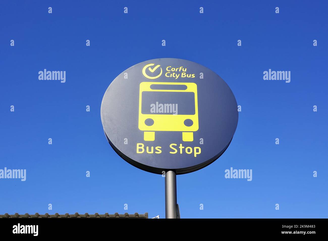 Sign, Corfu City Bus, Bus stop, Corfu, Greece Stock Photo - Alamy