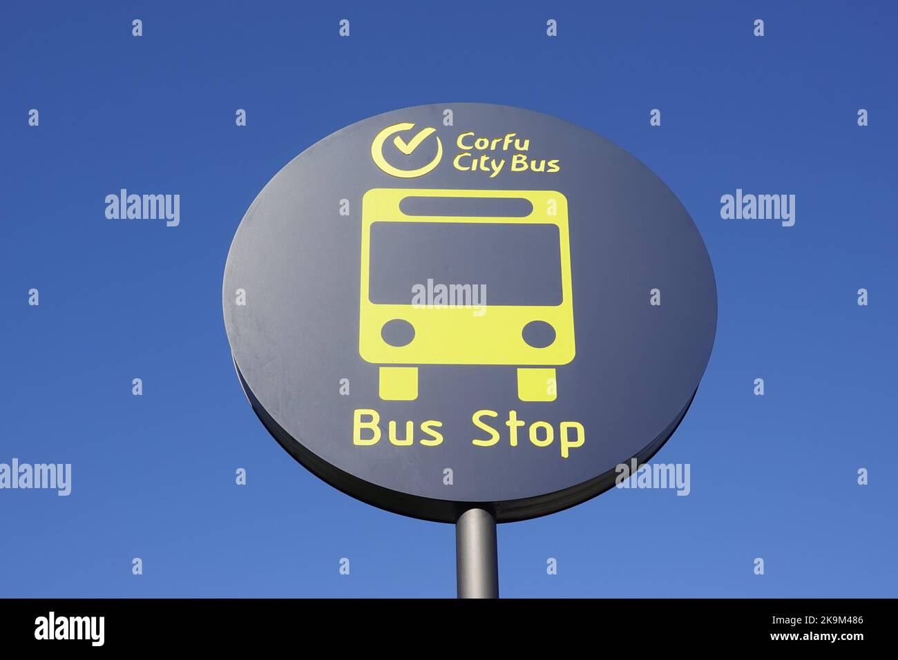 Sign, Corfu City Bus, Bus stop, Corfu, Greece Stock Photo - Alamy