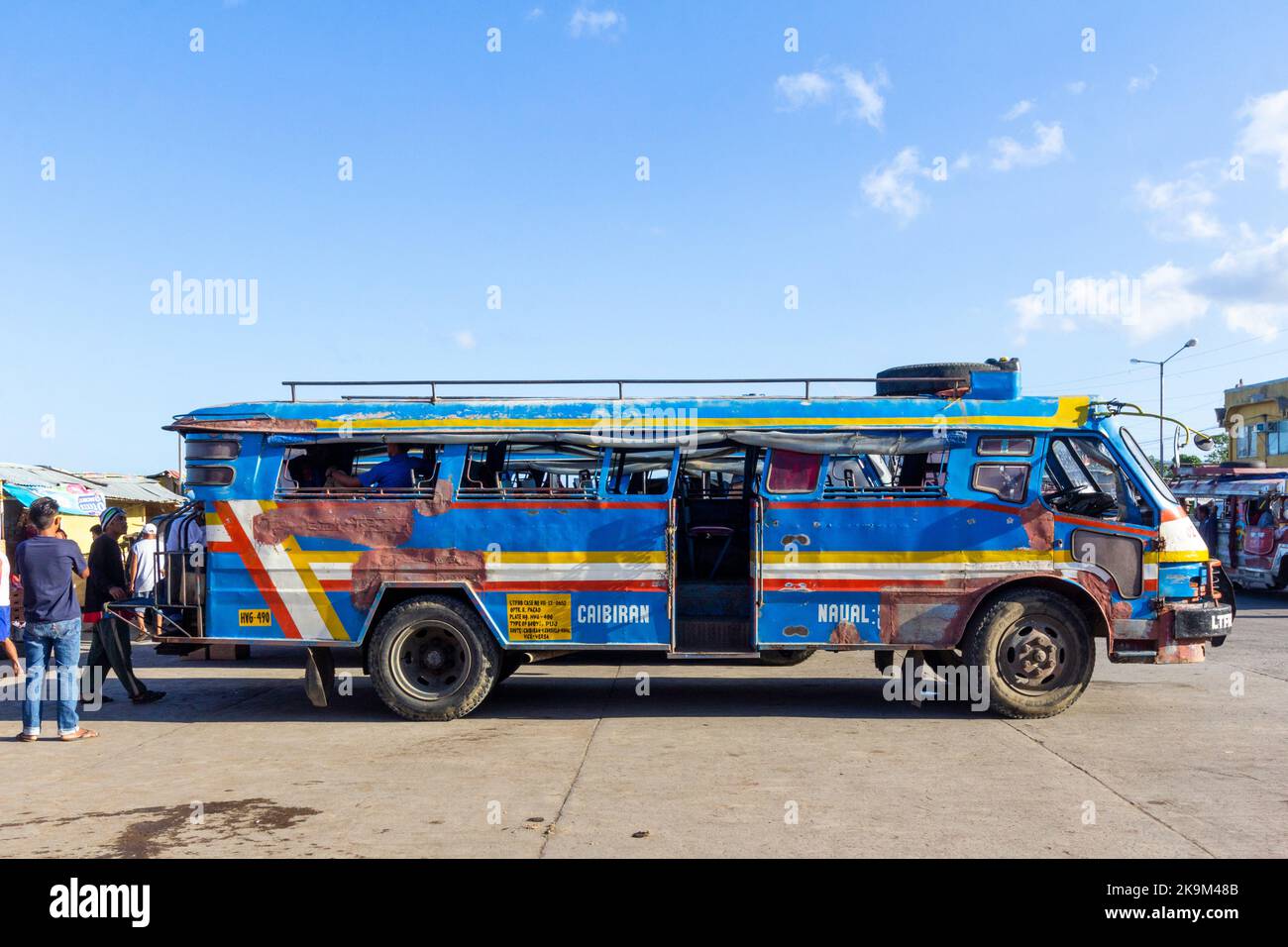 A rundown local bus at a transport terminal in Biliran, Philippines ...