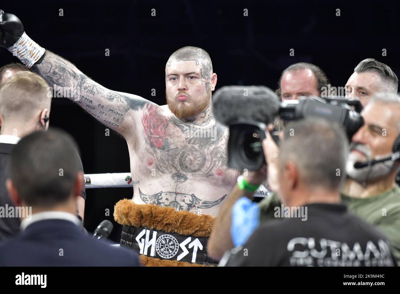 McFarlane (SCO) during the boxing match of heavyweight class against ...