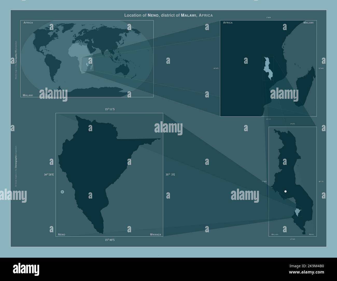 Neno, district of Malawi. Diagram showing the location of the region on ...