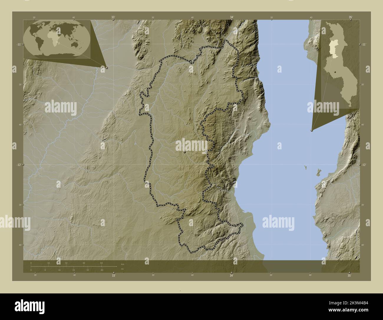Mzimba, district of Malawi. Elevation map colored in wiki style with ...