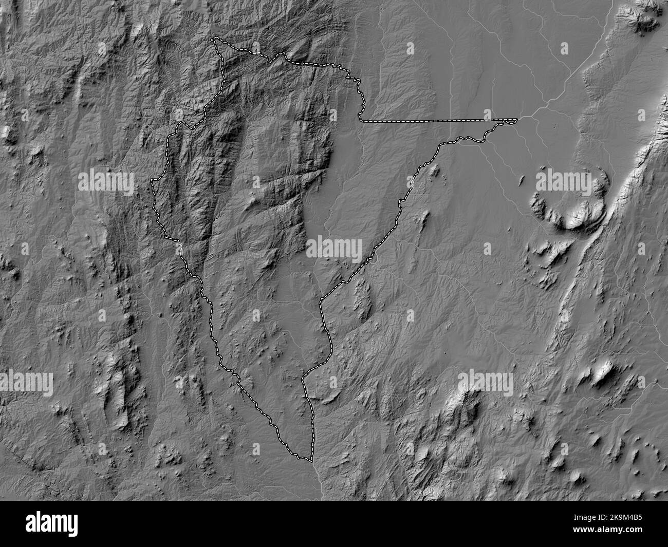 Neno, district of Malawi. Bilevel elevation map with lakes and rivers ...
