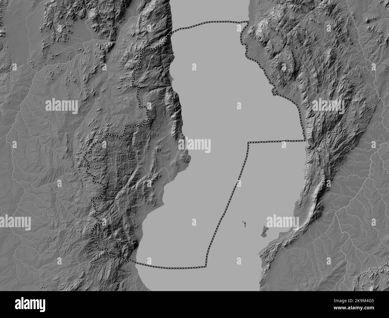 Nkhata Bay, district of Malawi. Bilevel elevation map with lakes and ...