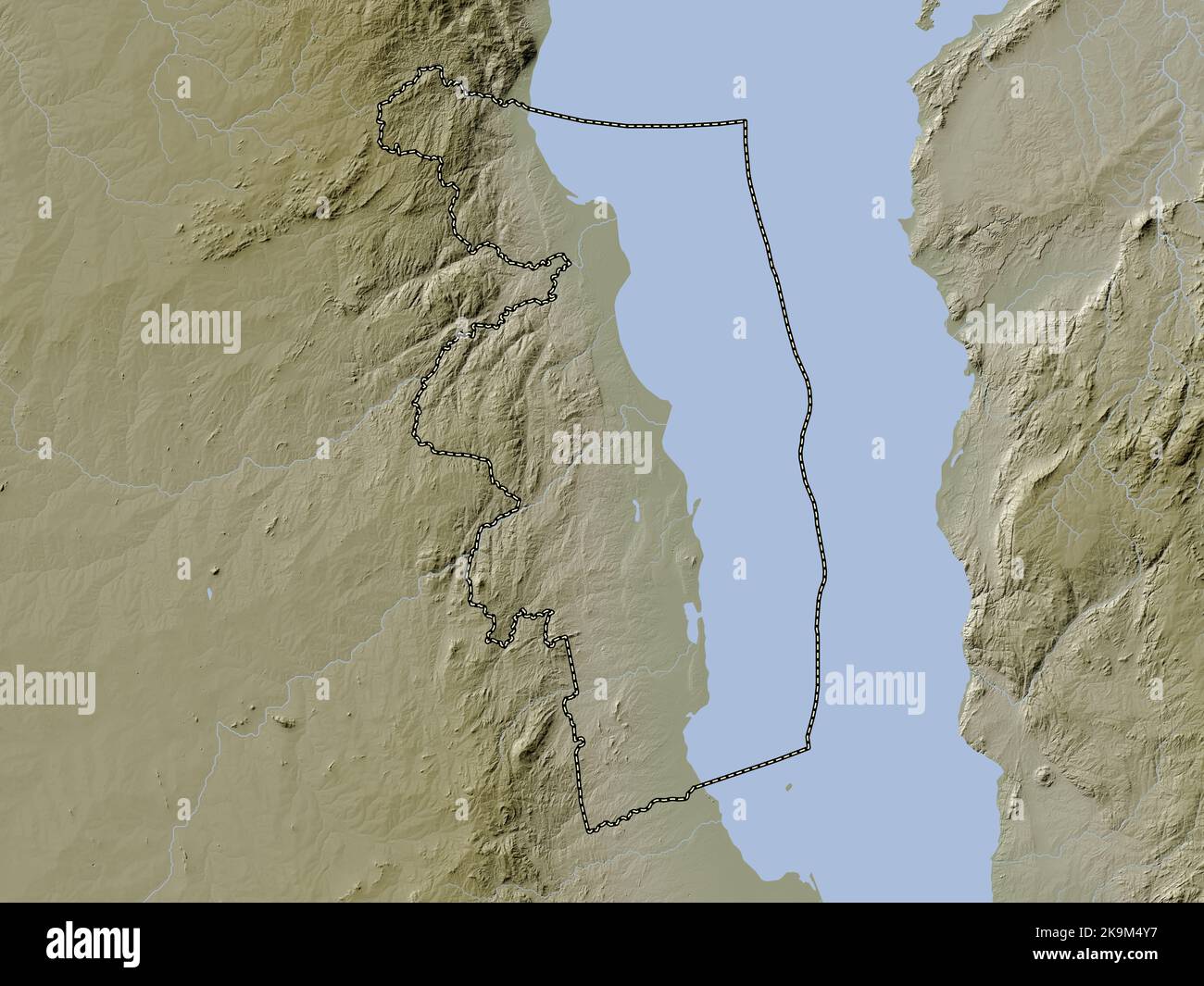 Nkhotakota, district of Malawi. Elevation map colored in wiki style with lakes and rivers Stock ...