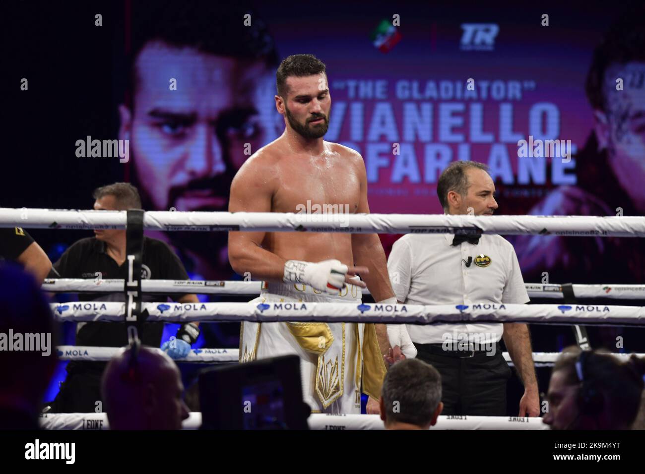 Guido Vianello (ITA) vs McFarlane (SCO) during the boxing match of ...