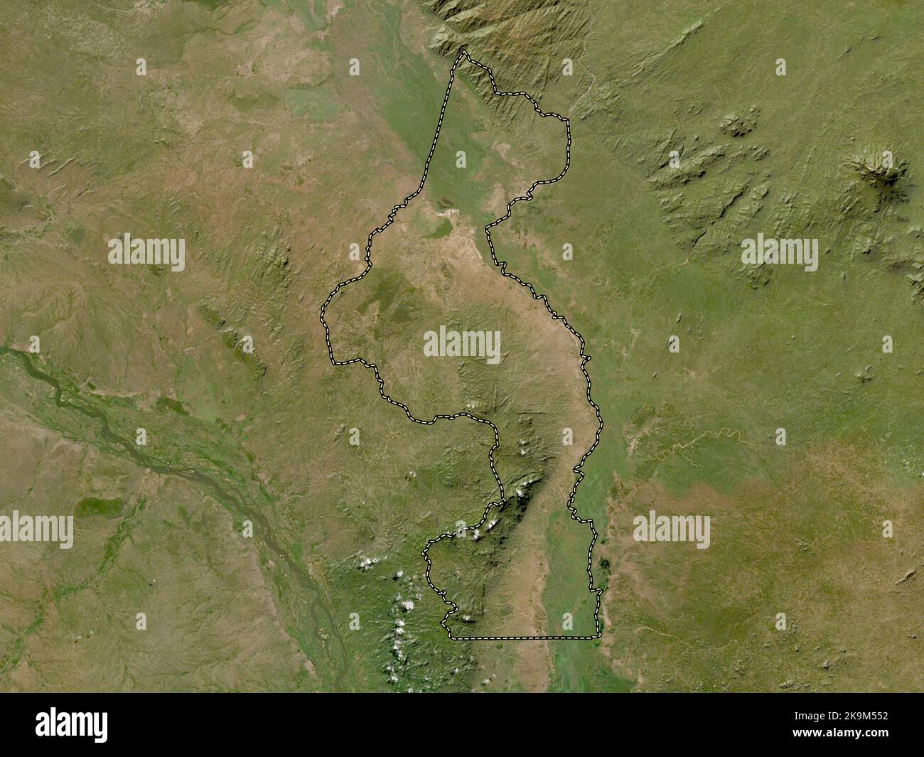 Nsanje, district of Malawi. Low resolution satellite map Stock Photo ...