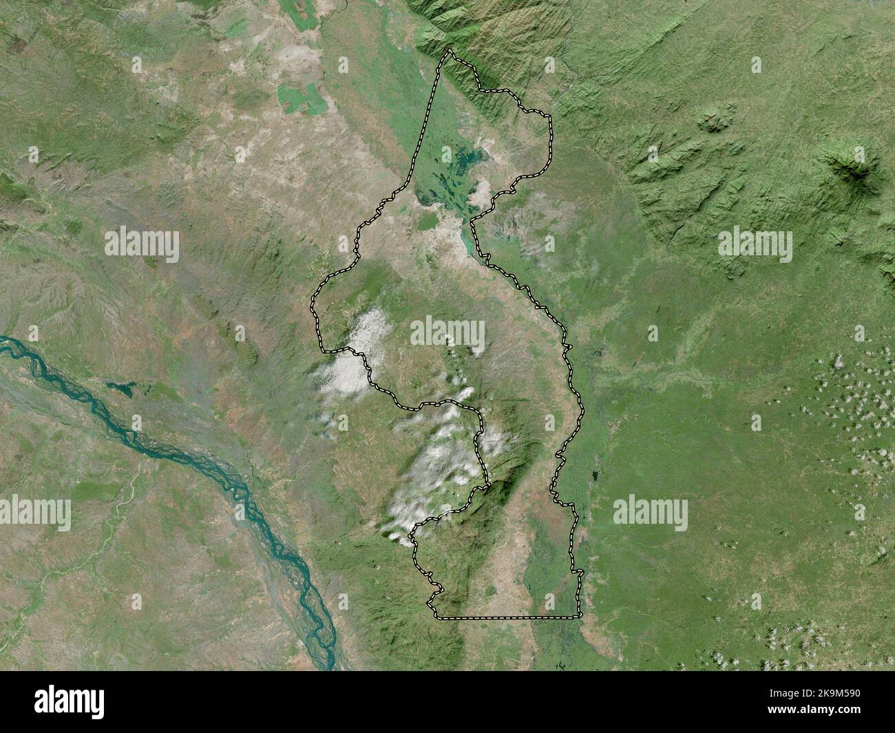 Nsanje, district of Malawi. High resolution satellite map Stock Photo ...