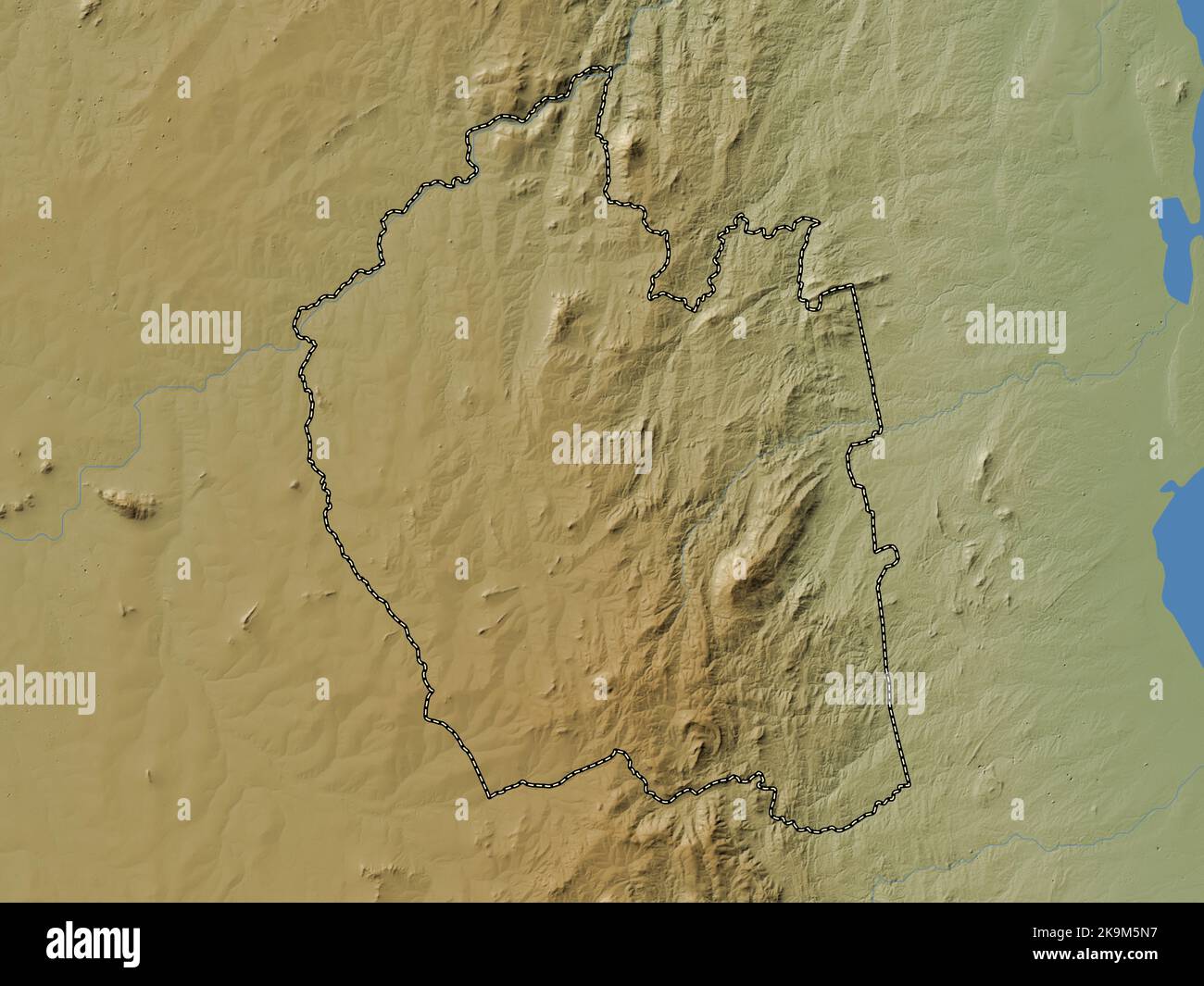 Ntchisi, district of Malawi. Colored elevation map with lakes and ...
