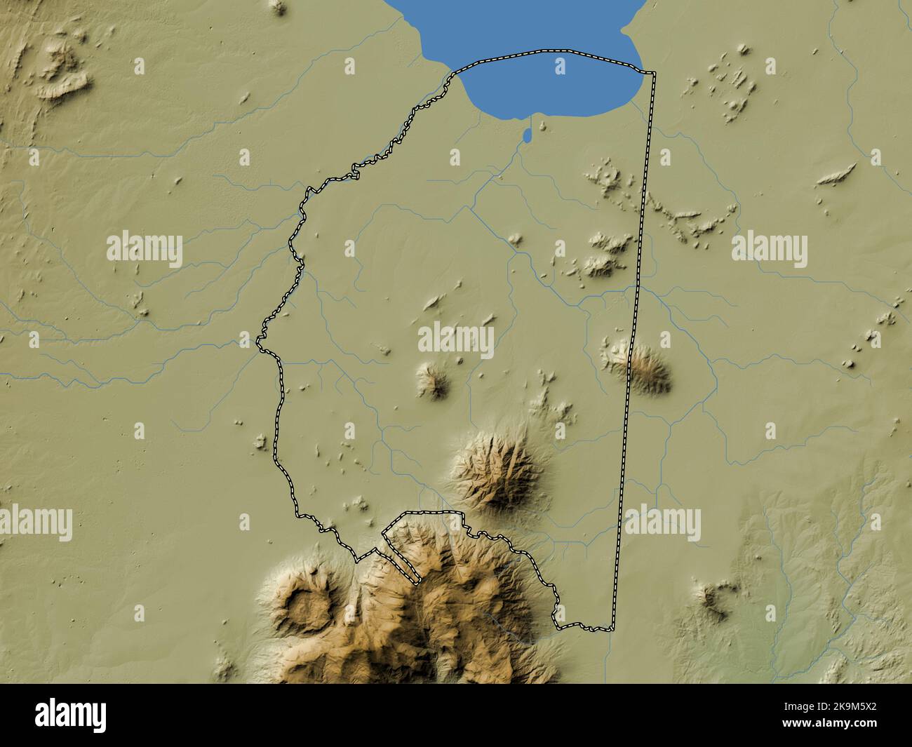 Phalombe, district of Malawi. Colored elevation map with lakes and rivers Stock Photo - Alamy