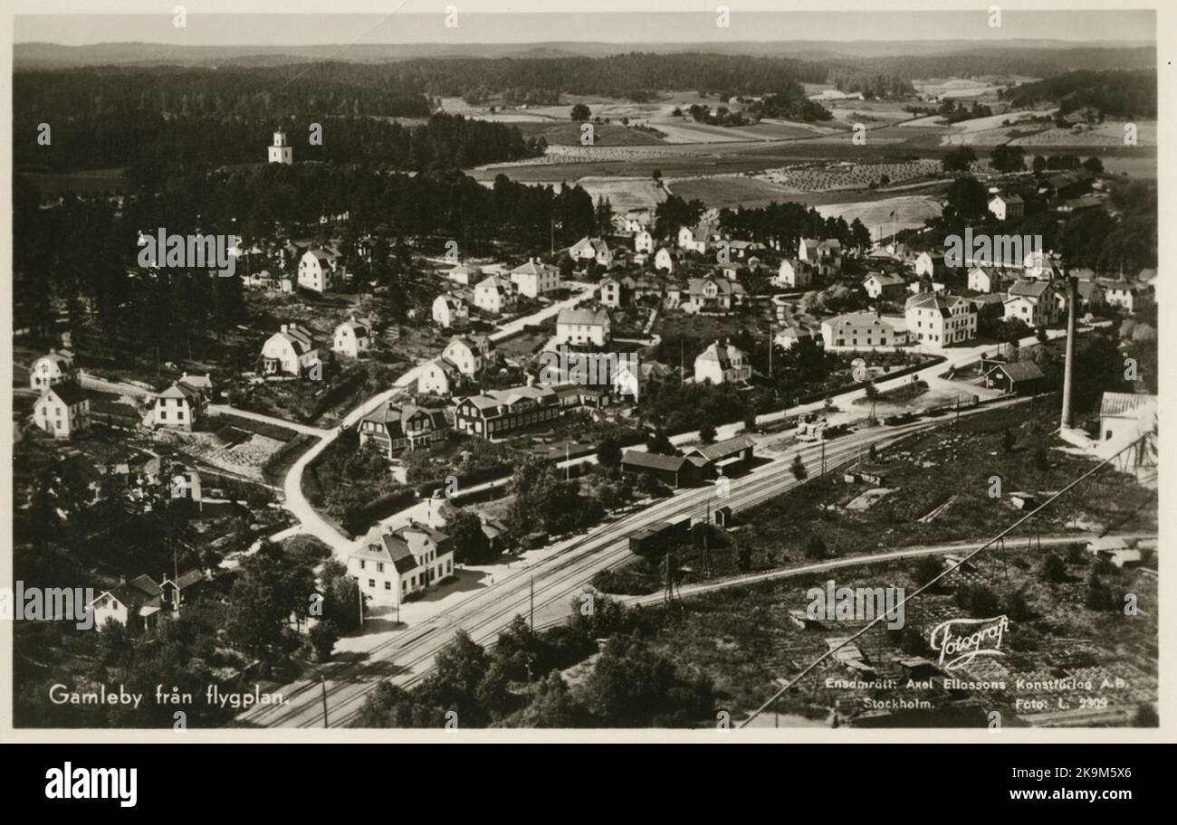 Air photo over Gamleby Stock Photo - Alamy