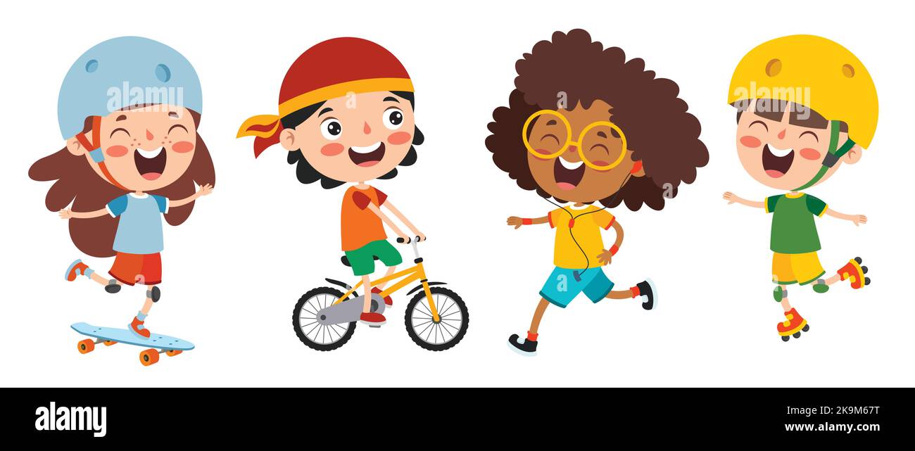 Happy Kids Making Various Sports Stock Vector Image & Art - Alamy