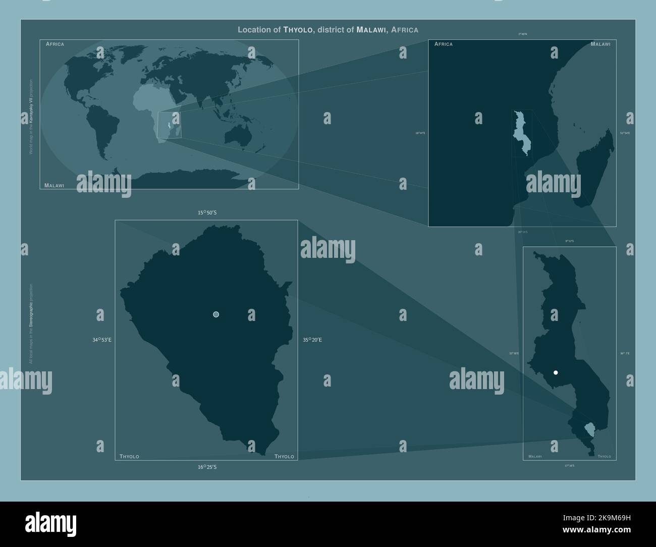 Thyolo, district of Malawi. Diagram showing the location of the region ...