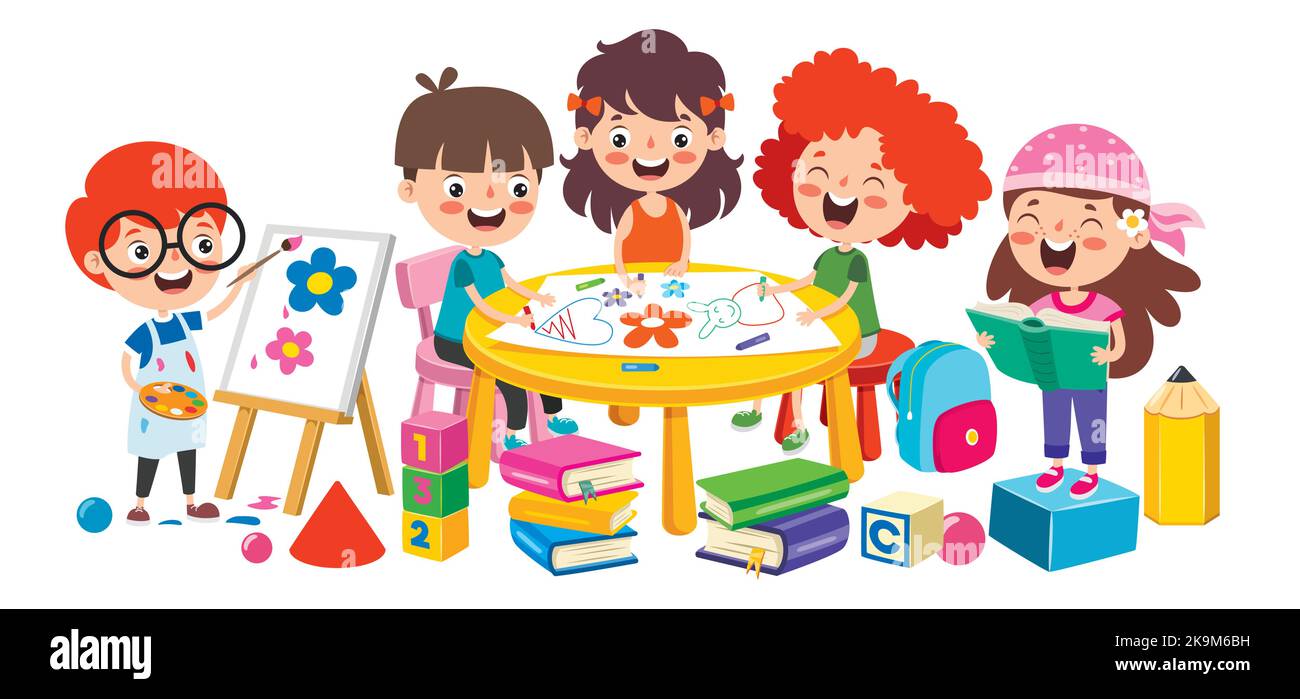 Kids learning illustration classroom hi-res stock photography and ...