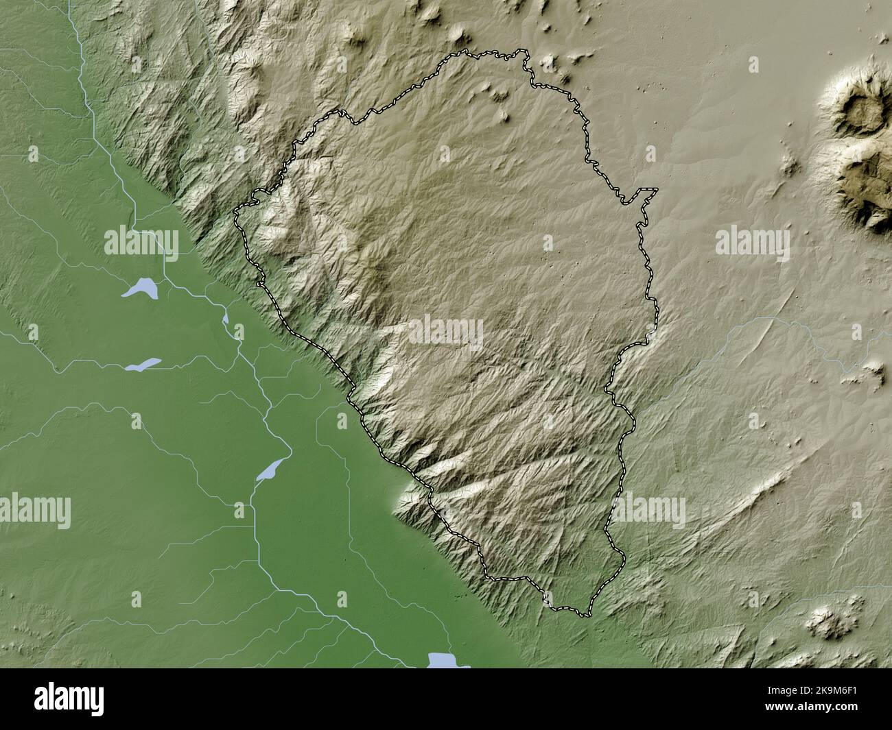 Thyolo, district of Malawi. Elevation map colored in wiki style with ...
