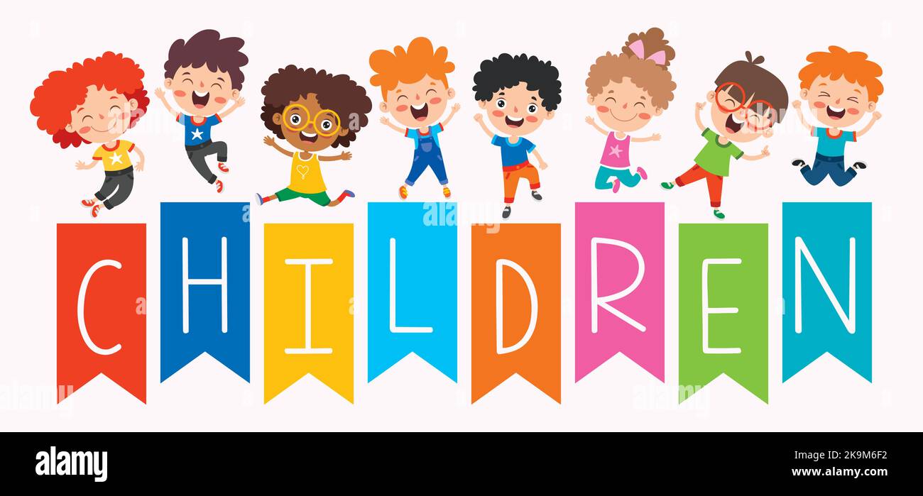 Happy Multi Ethnic Kids Playing Together Stock Vector Image & Art - Alamy