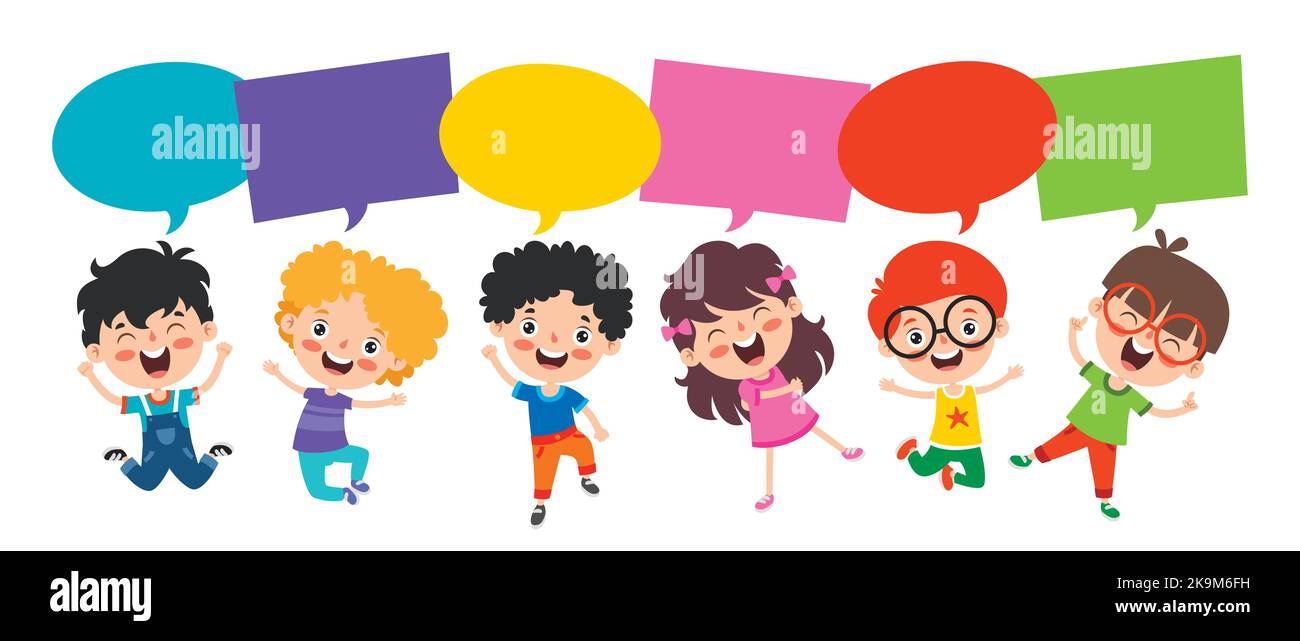 Kids With Speech Bubbles Stock Vector Image & Art - Alamy
